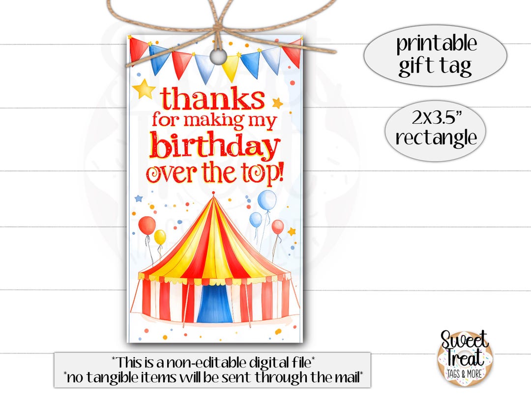 Printable Carnival Tag - Kids Carnival Favor Tag - Carnival Birthday ...