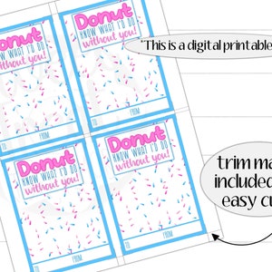 Printable Valentines Day Cookie Card - Donut Know What I'd Do - 3.5x5 ...