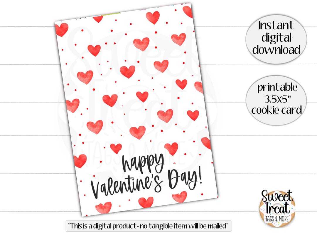 Printable Valentines Day Cookie Card - Valentine's Day Cookie Card ...