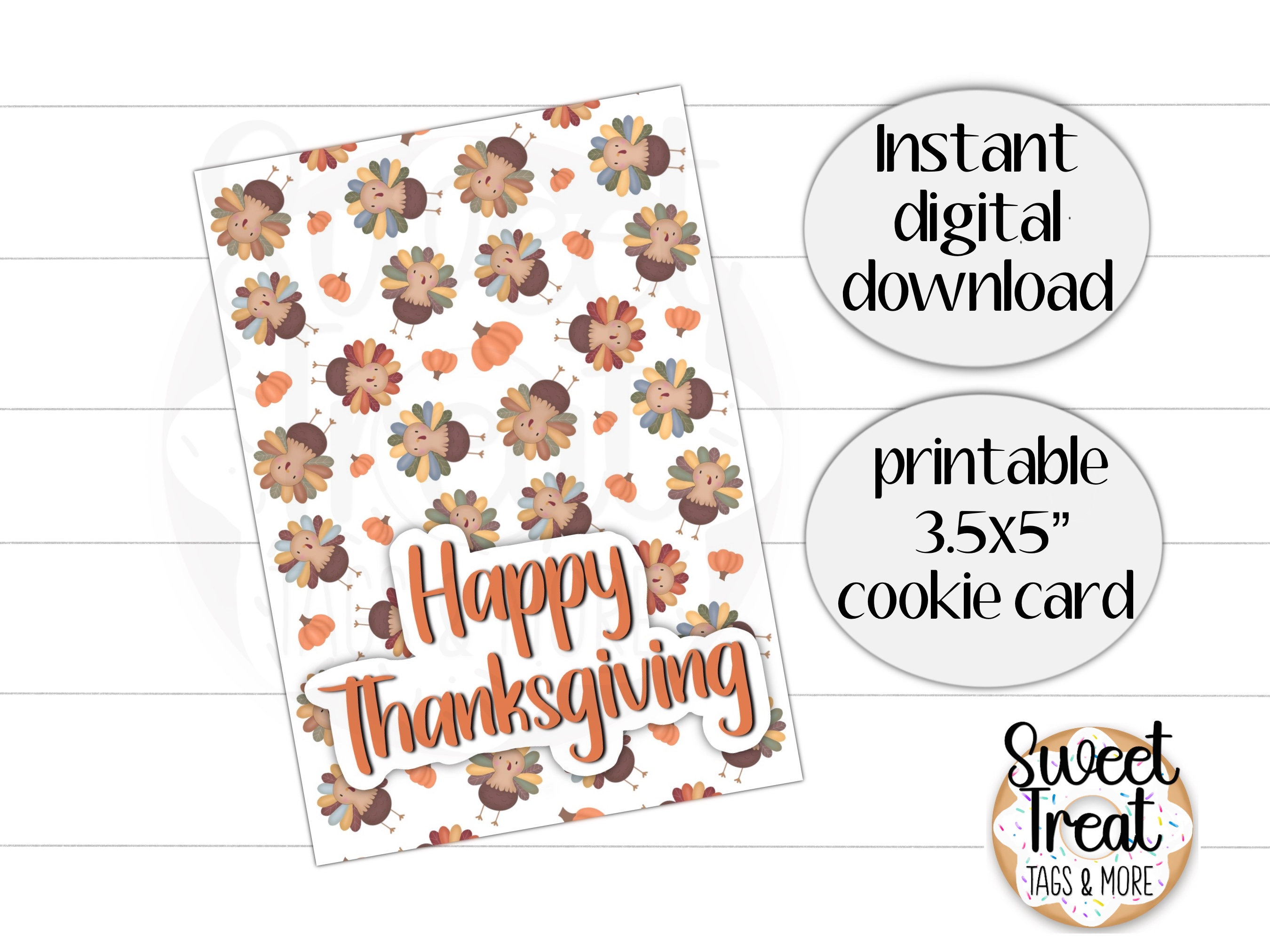 Printable Thanksgiving Cookie Card Happy Thanksgiving Turkey - Etsy