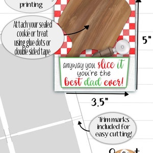 Printable Father's Day Cookie Card - Pizza Card - 3.5x5" - Anyway You ...