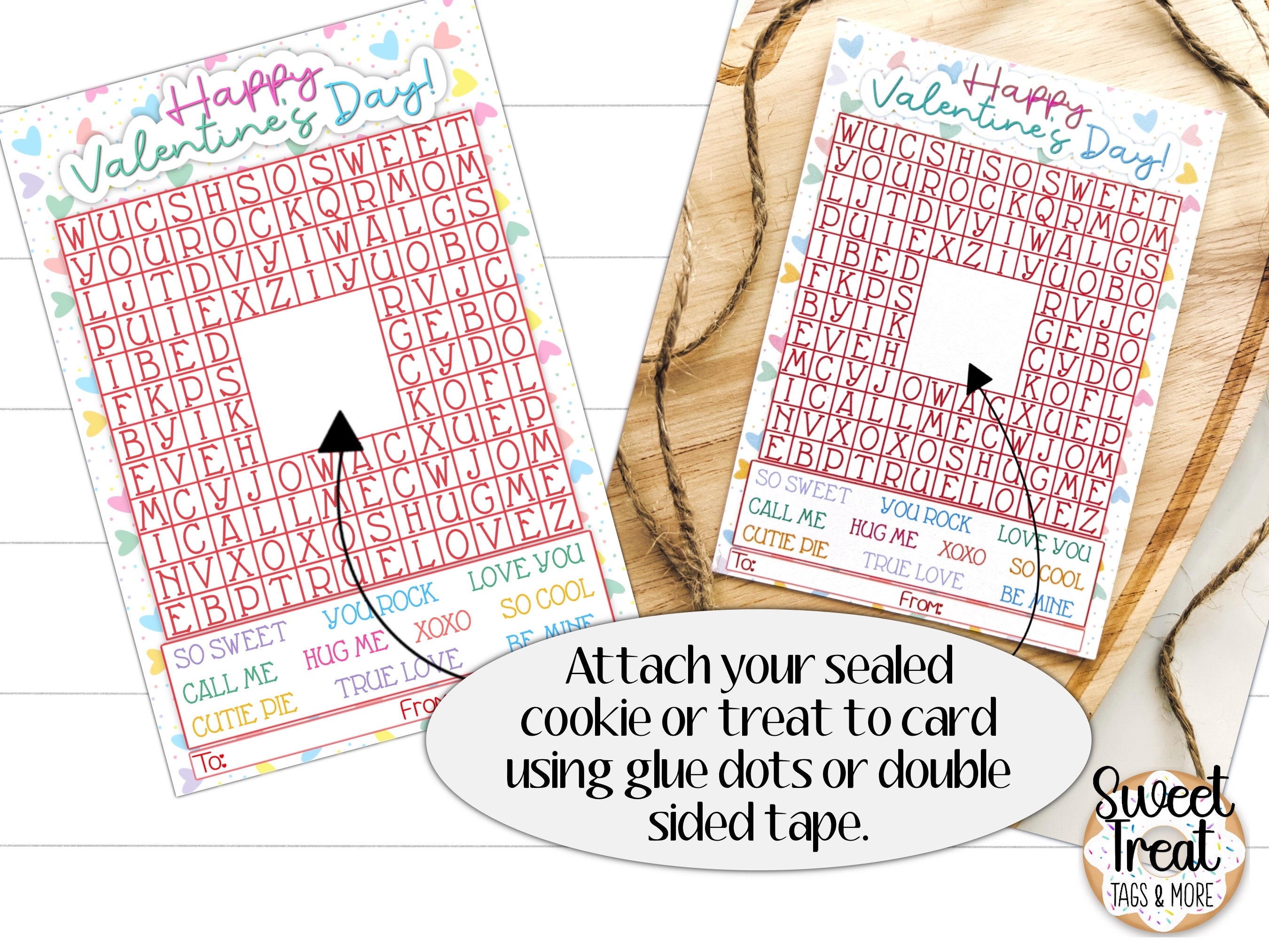Printable Valentines Day Cookie Card Happy Valentine's Day 3.5x5 Word ...