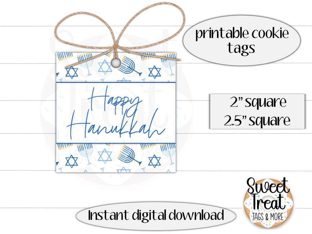 Printable Hanukkah Cookie Tags - Happy Hanukkah- Menorah and Star of ...