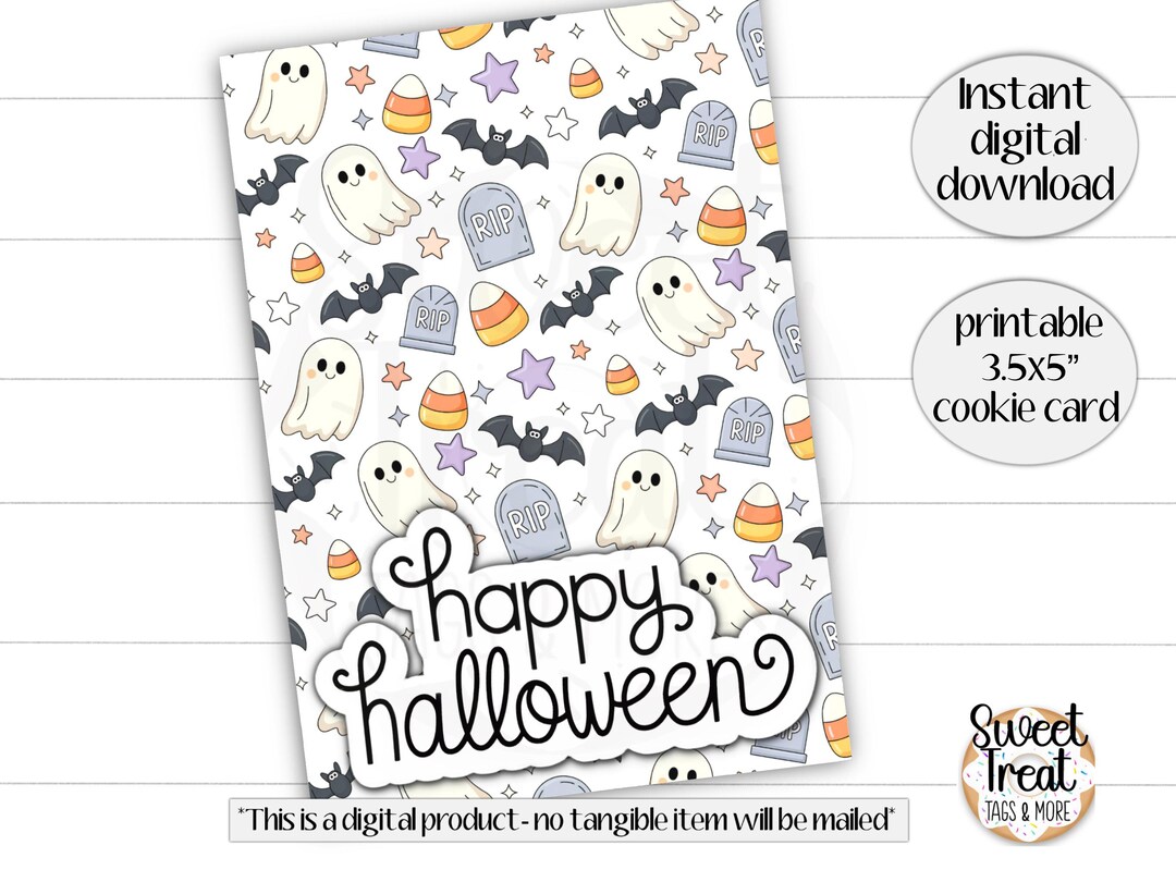 Printable Halloween Cookie Card - Happy Halloween Cookie Holder - Trick ...