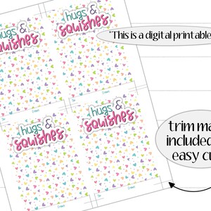 Printable Valentines Day Cookie Card - Hugs and Squishes - 3.5x5 ...