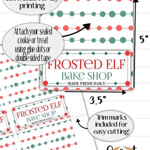Printable Christmas Cookie Card - Frosted Elf Bake Shop - Dots 3.5x5 ...