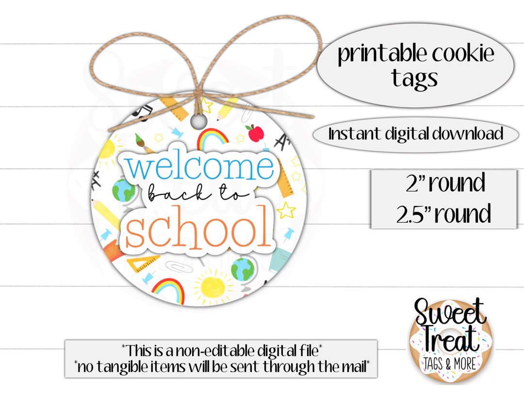 Printable Back to School Cookie Tag Set - Round Cookie Tags 2" - 2.5 ...