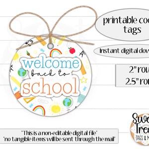 Printable Back to School Cookie Tag Set - Round Cookie Tags 2" - 2.5 ...