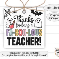 Faboolous Teacher Halloween Tag, Halloween Teacher Tag, Editable ...