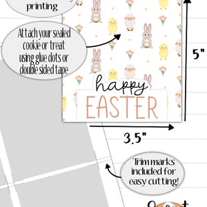 Printable Easter Cookie Card - Happy Easter - 3.5x5" Bunny, Egg, Carrot ...