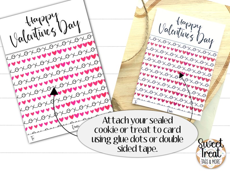 Printable Valentines Day Cookie Card Happy Valentine's Day 3.5x5 Xoxo ...