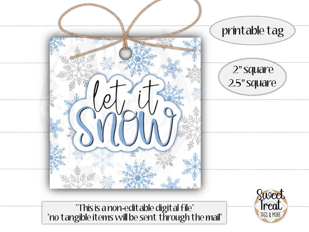Printable Christmas Cookie Tag Let It Snow Gift Tag Let It Snow Holiday ...
