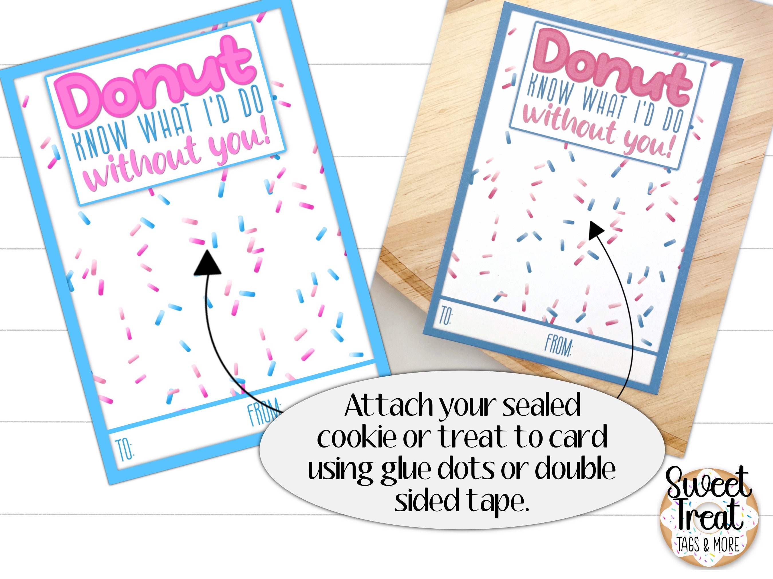 Printable Valentines Day Cookie Card - Donut Know What I'd Do - 3.5x5 ...