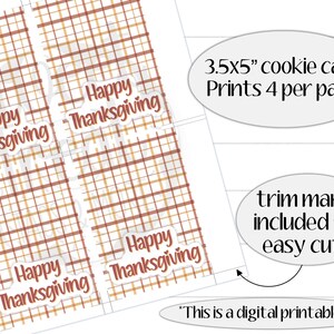 Printable Thanksgiving Cookie Card - Happy Thanksgiving Plaid Striped ...