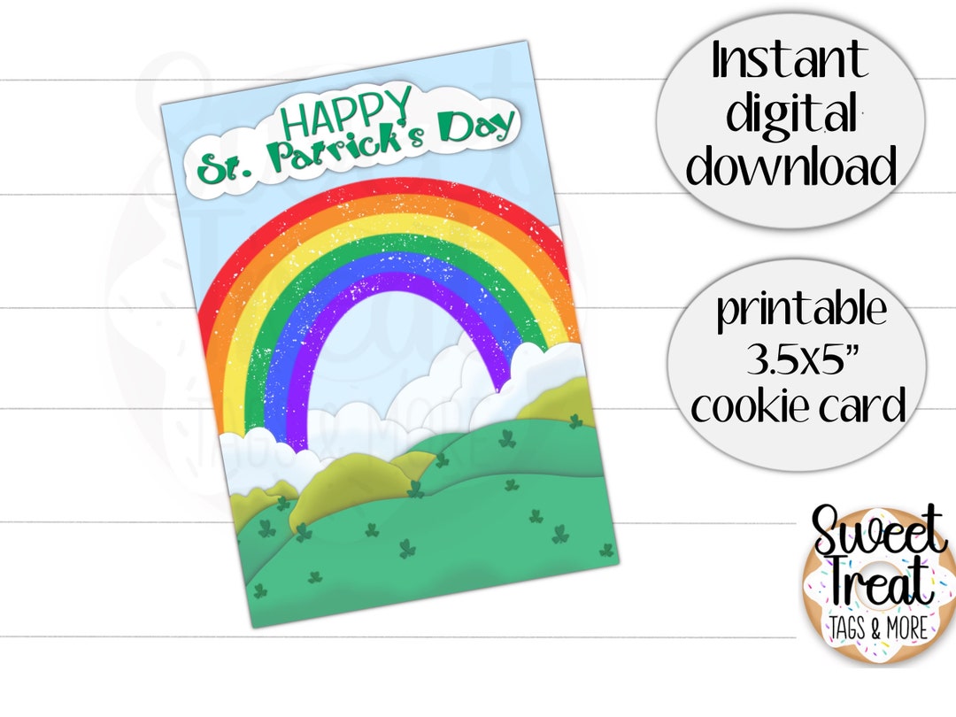 Printable St. Patrick's Day Cookie Card - Happy St. Patrick's Day 3.5x5 ...
