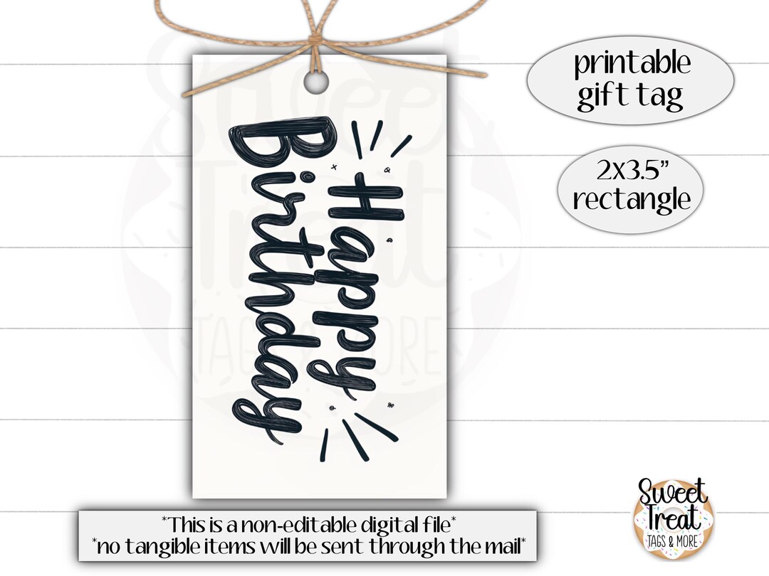 Printable Birthday Tag - Birthday Gift Tag - Minimal Birthday Tag ...