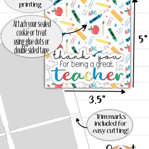Printable Teacher Appreciation Cookie Card - Thank You for Being a ...