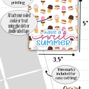 Printable Summer Cookie Card - Have a Sweet Summer -3.5x5"- Ice Cream ...