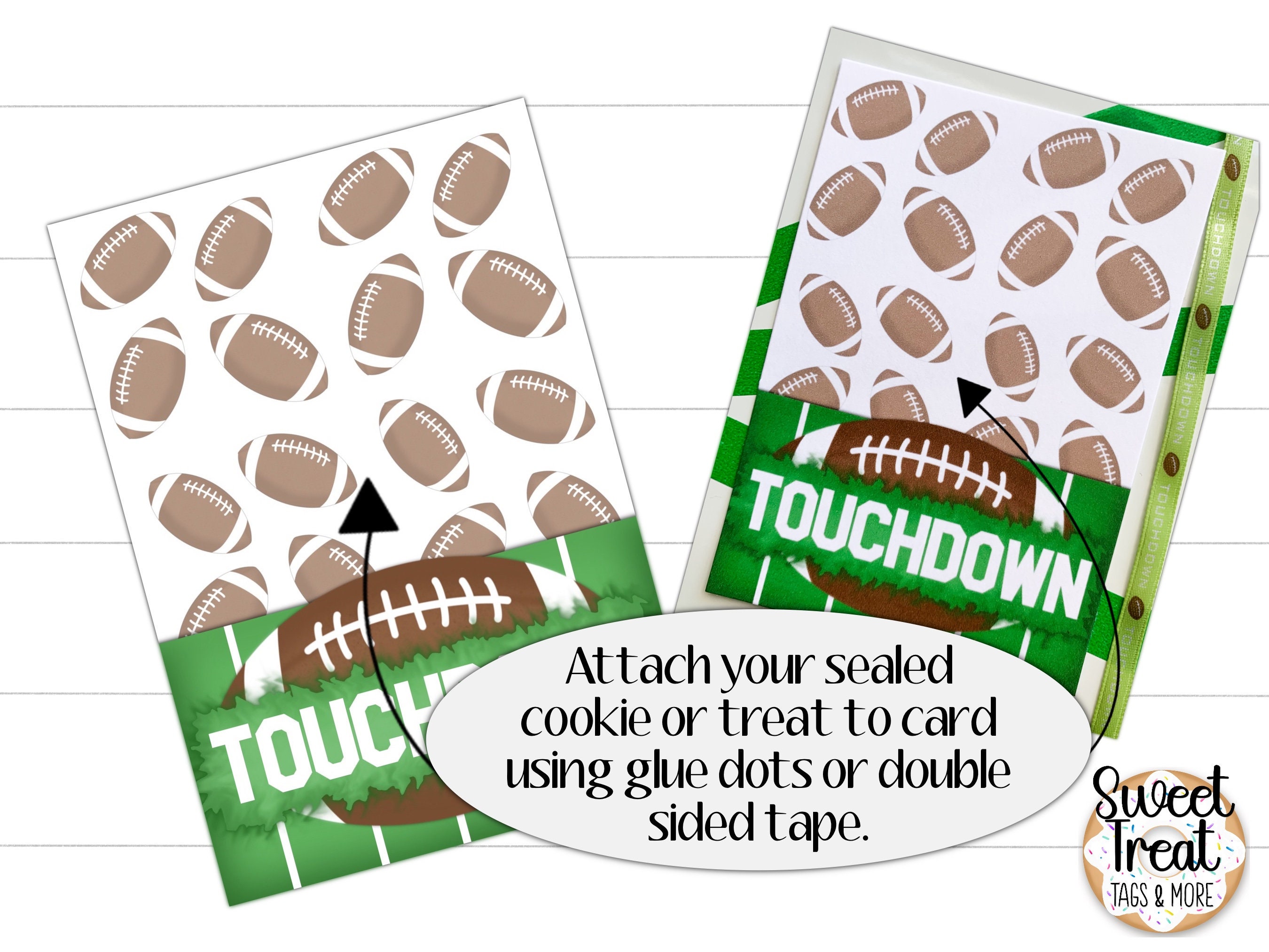 Printable Football Cookie Card Touchdown Football Treat Packaging 3.5x5 ...