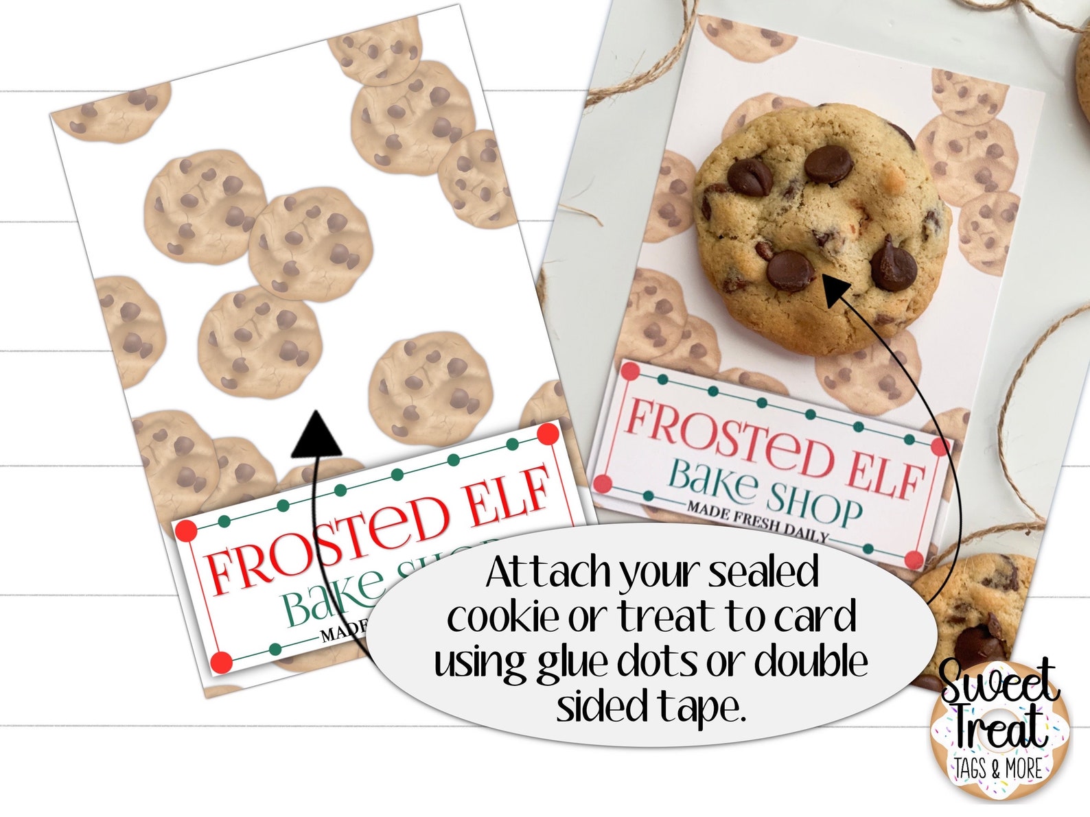 Printable Christmas Cookie Card -frosted Elf Bake Shop - Cookies 3.5x5 ...