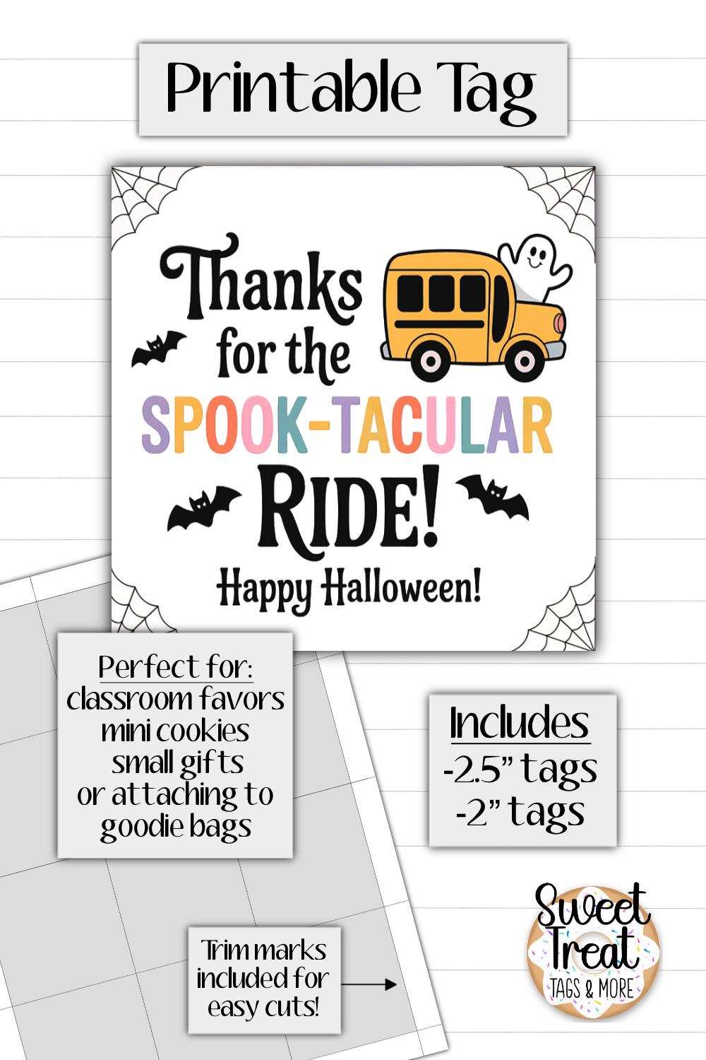 Bus Driver Halloween Favor Tag Printable - Halloween Bus Driver Tag ...