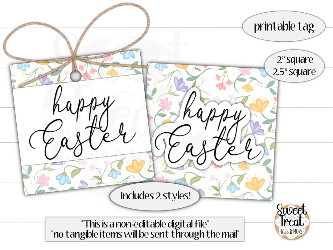 Printable Easter Cookie Tags - Easter Gift Tag - Easter Treat Tag ...