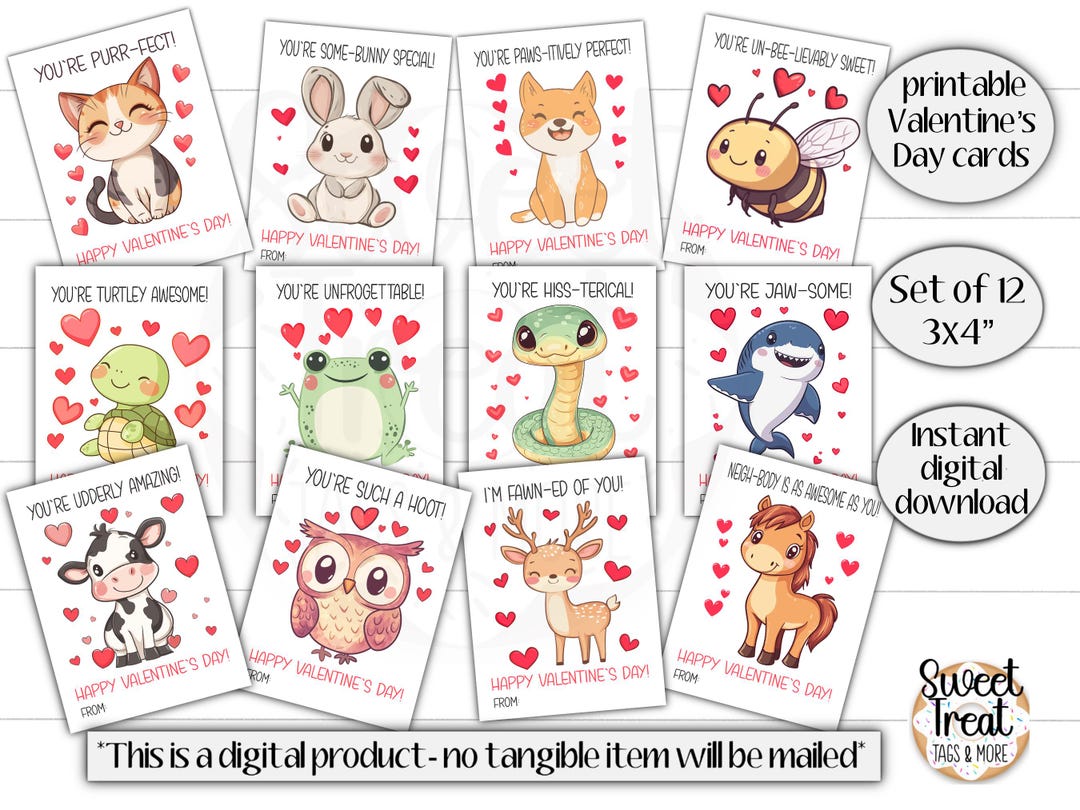 Printable Valentines Day Cards - Class Valentines - Kids Valentines ...