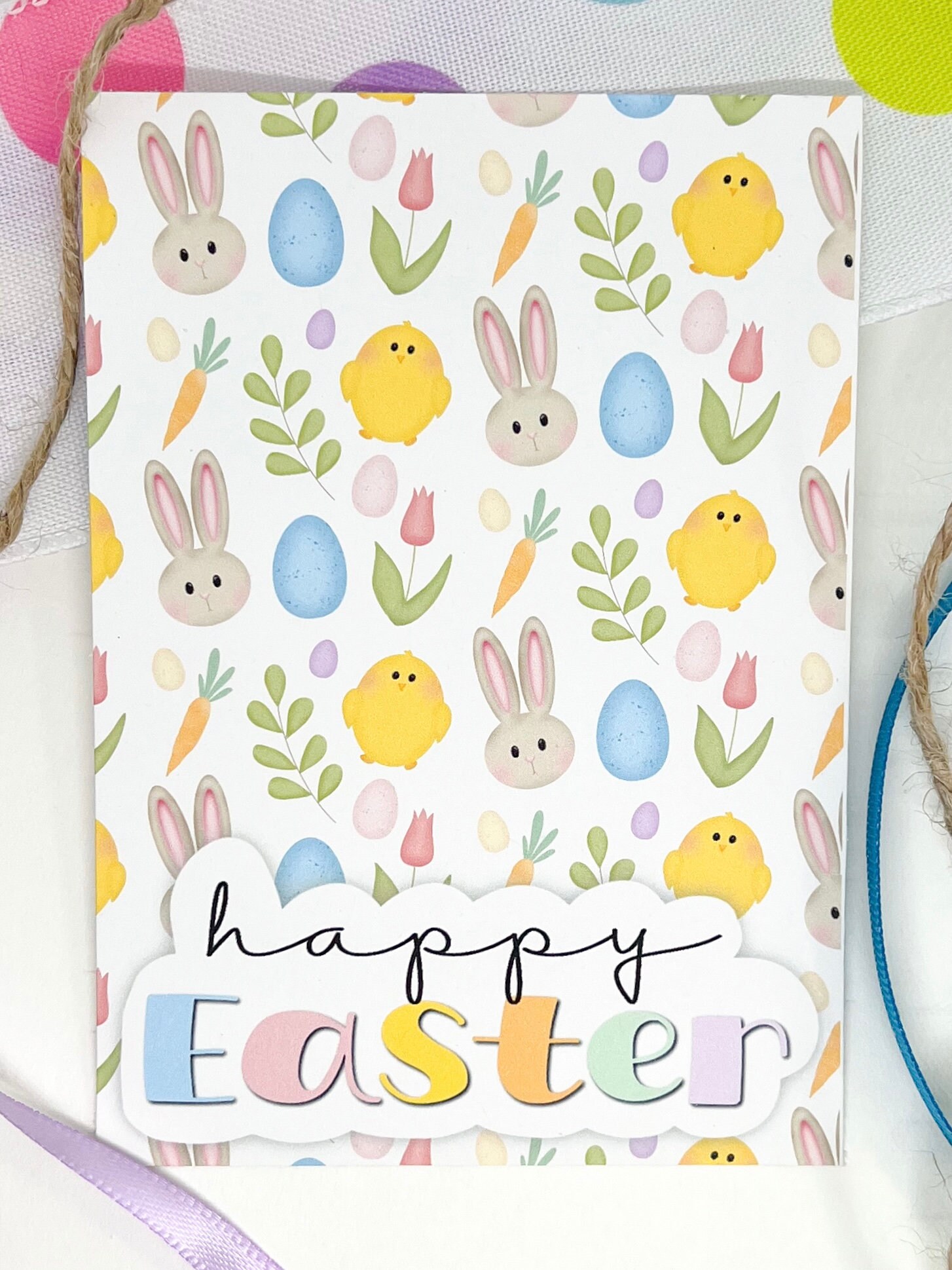 Printable Easter Cookie Card Happy Easter 3.5x5 Bunny, Egg, Carrot and ...