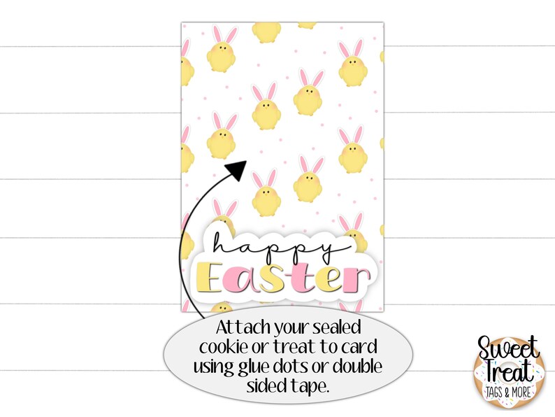 Printable Easter Cookie Card - Happy Easter - 3.5x5" Chick With Bunny ...