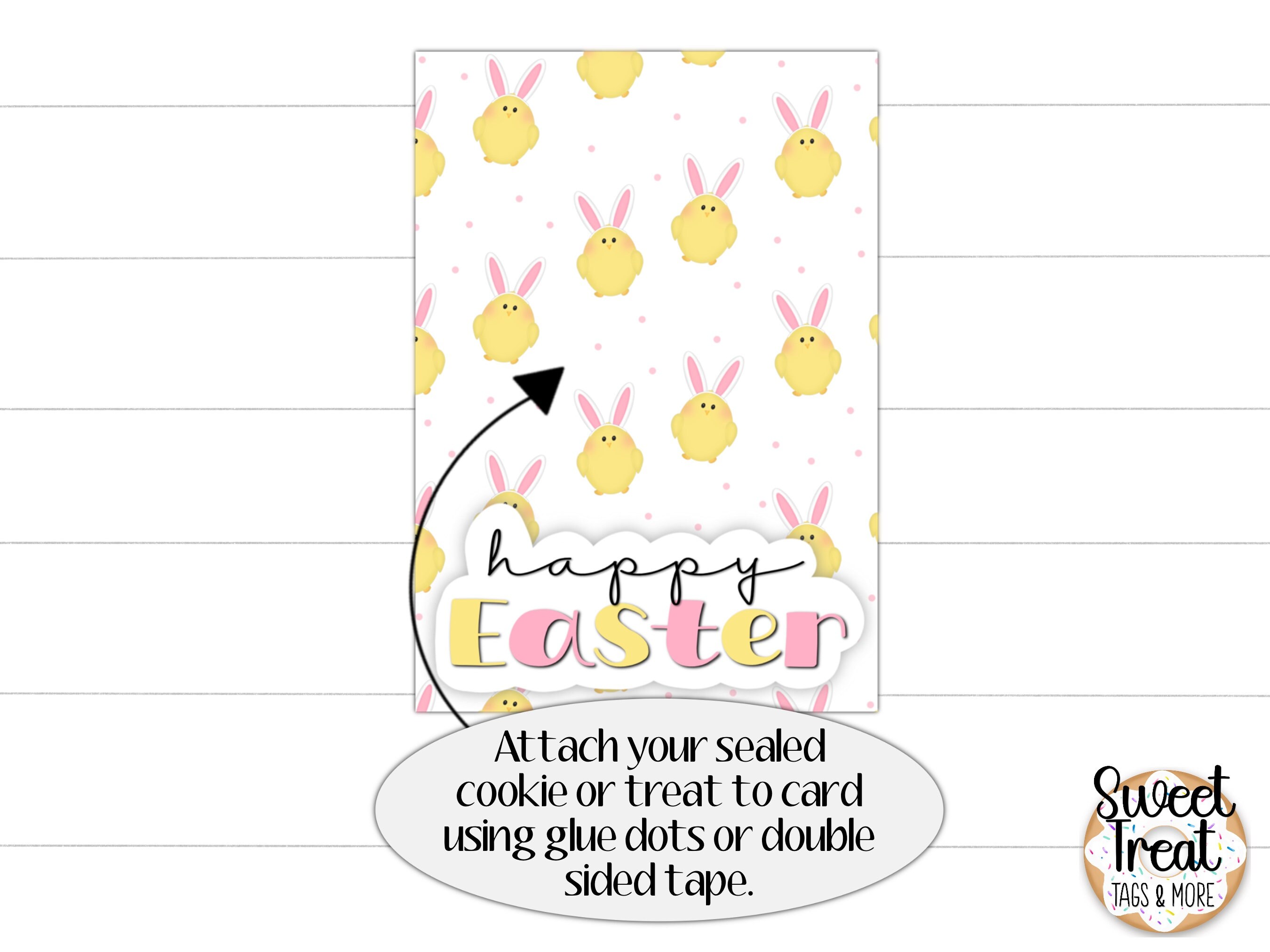 Printable Easter Cookie Card Happy Easter 3.5x5 Chick With Bunny Ears ...