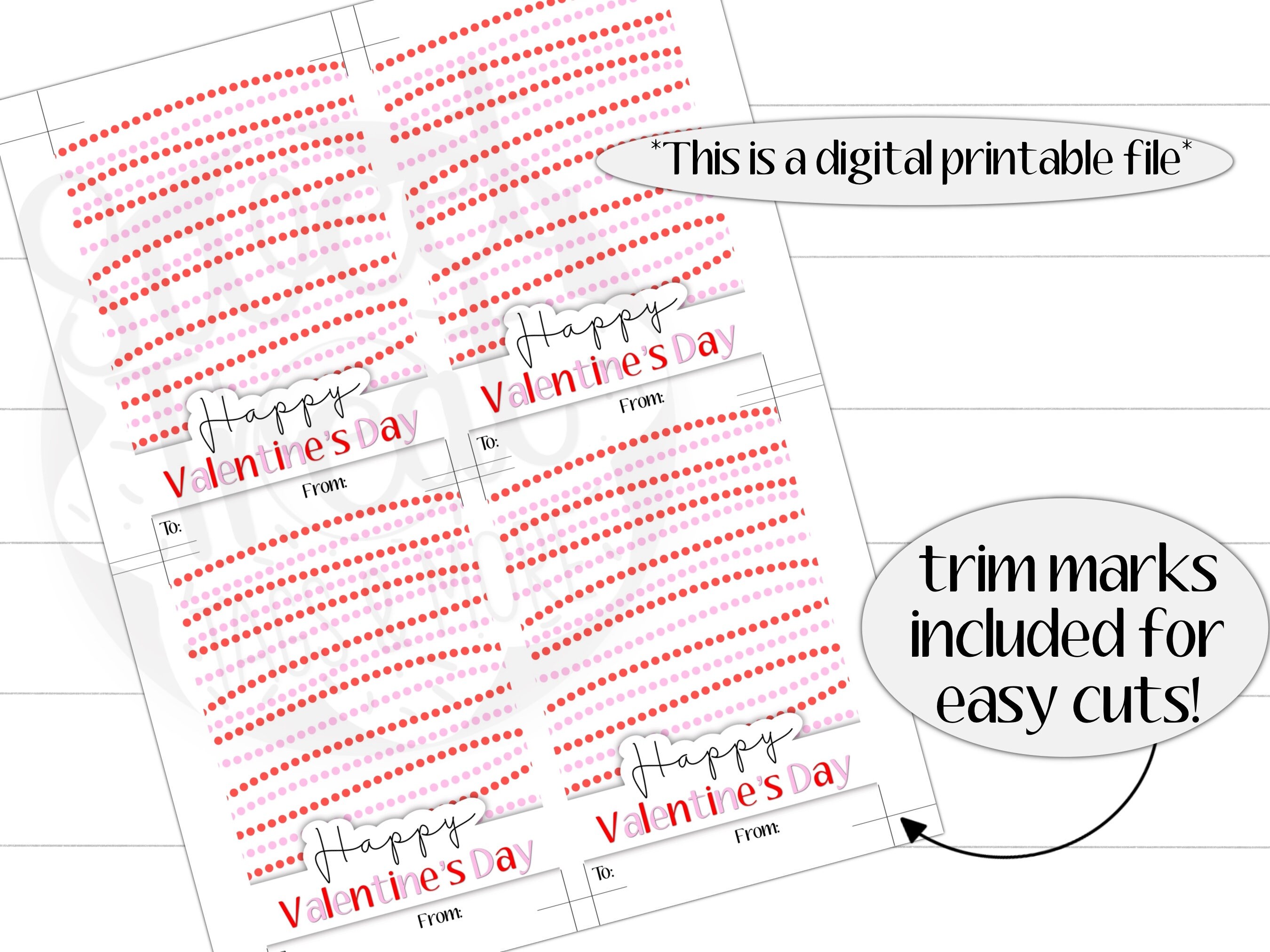 Printable Valentines Day Cookie Card - Happy Valentine's Day - 3.5x5 ...