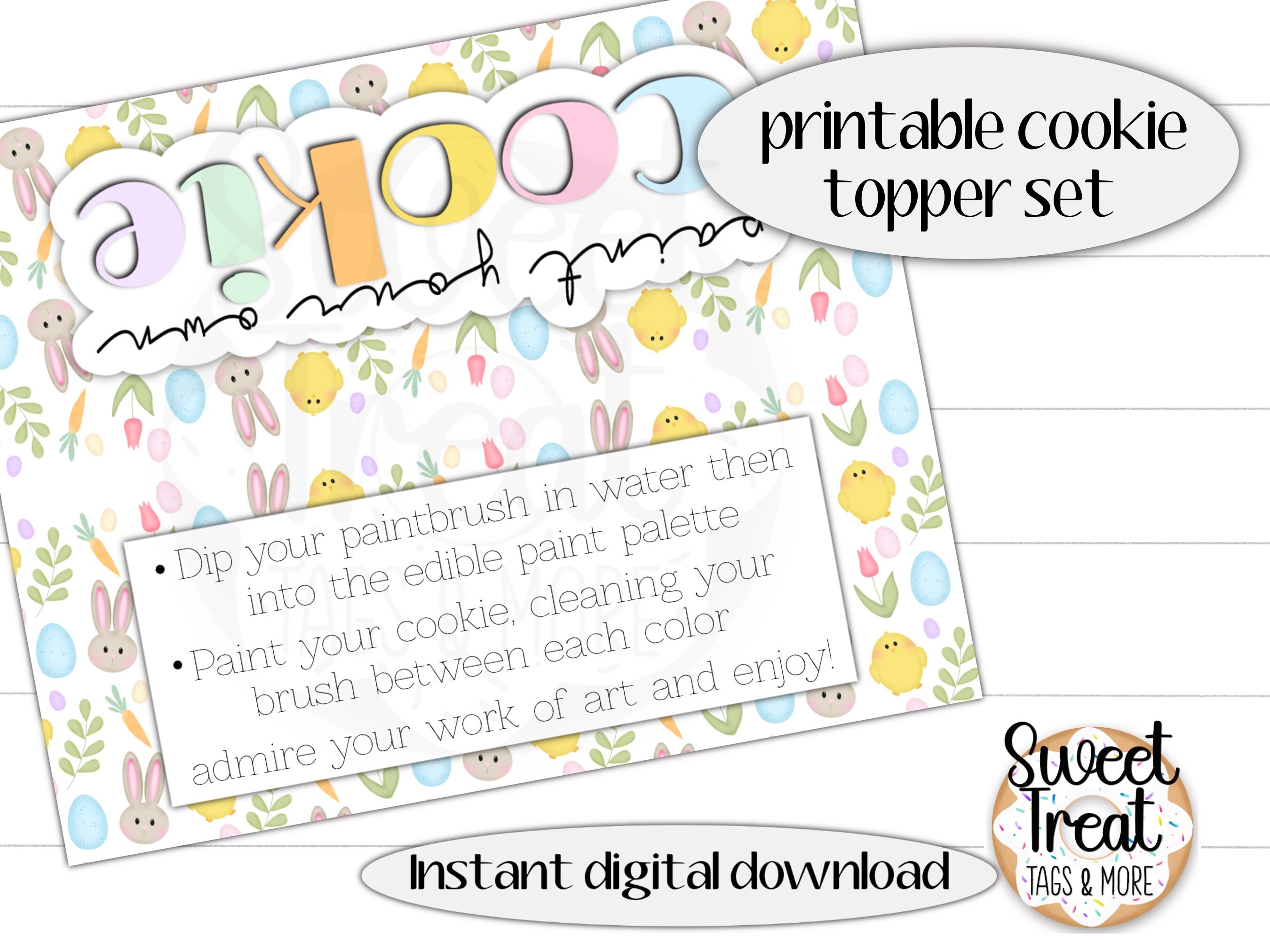 Printable Easter Cookie Topper Set - Paint You Own Easter Cookie Topper ...