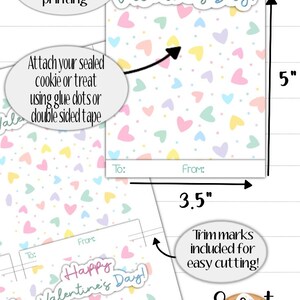 Printable Valentines Day Cookie Card Happy Valentine's Day 3.5x5 Pastel ...