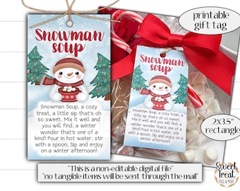 Snowman Soup Christmas Treat Favor Tags Printable Snowman Soup Hot ...