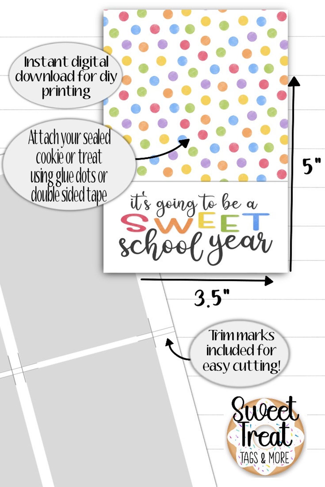 Printable Back to School Cookie Card 3.5x5 Its Going to Be a Sweet ...
