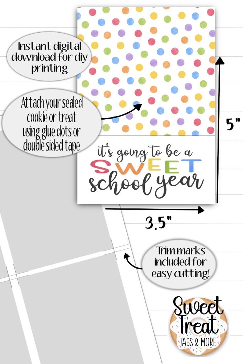 Printable Back to School Cookie Card 3.5x5 Its Going to Be a Sweet ...