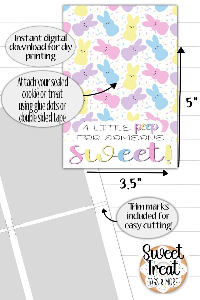 Printable Easter Cookie Card - a Little Peep for Someone Sweet - 3.5x5 ...