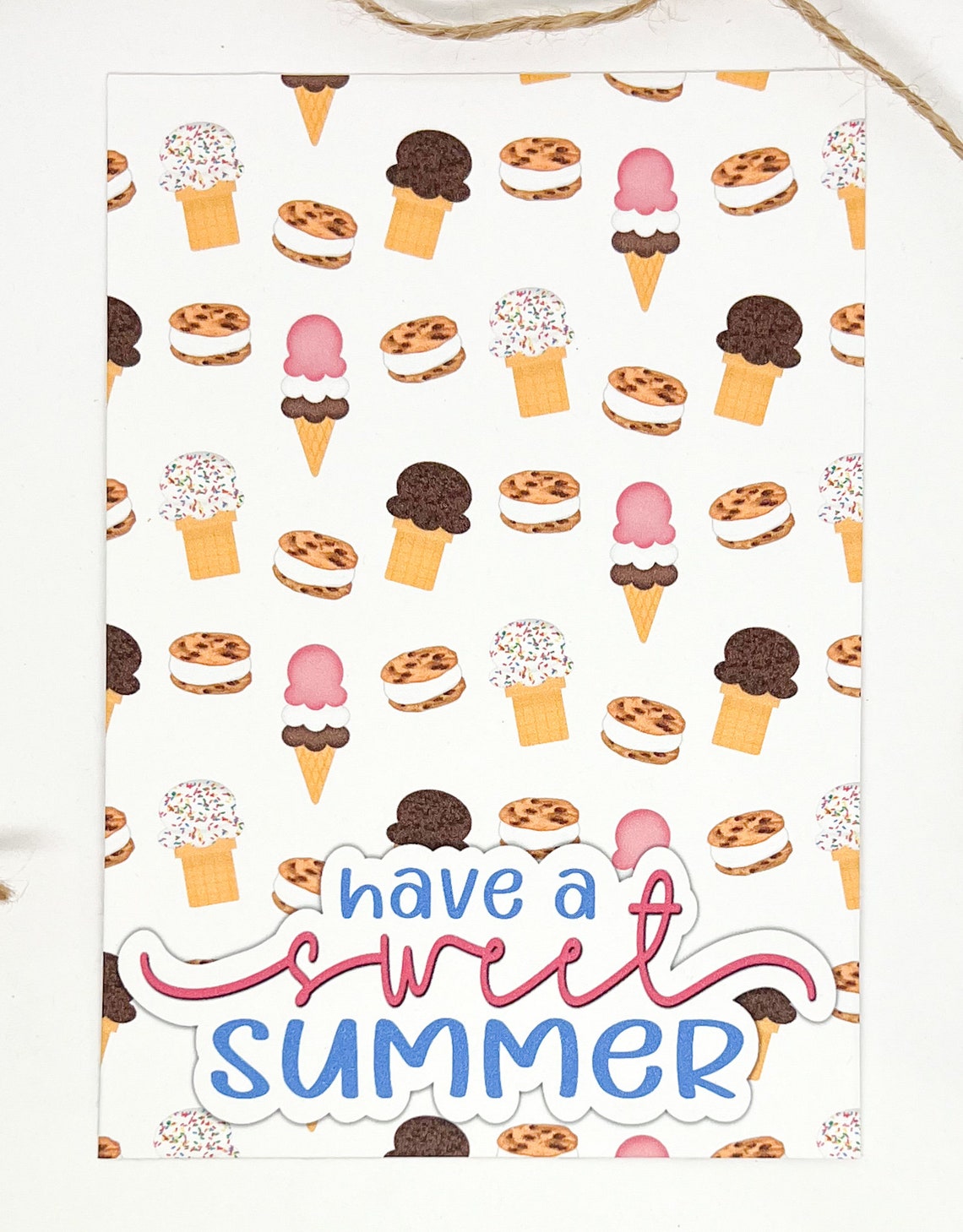 Printable Summer Cookie Card Have a Sweet Summer 3.5x5 Ice Cream Cookie ...