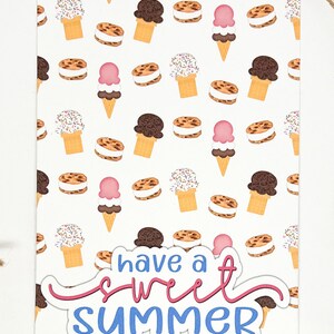 Printable Summer Cookie Card - Have a Sweet Summer -3.5x5"- Ice Cream ...