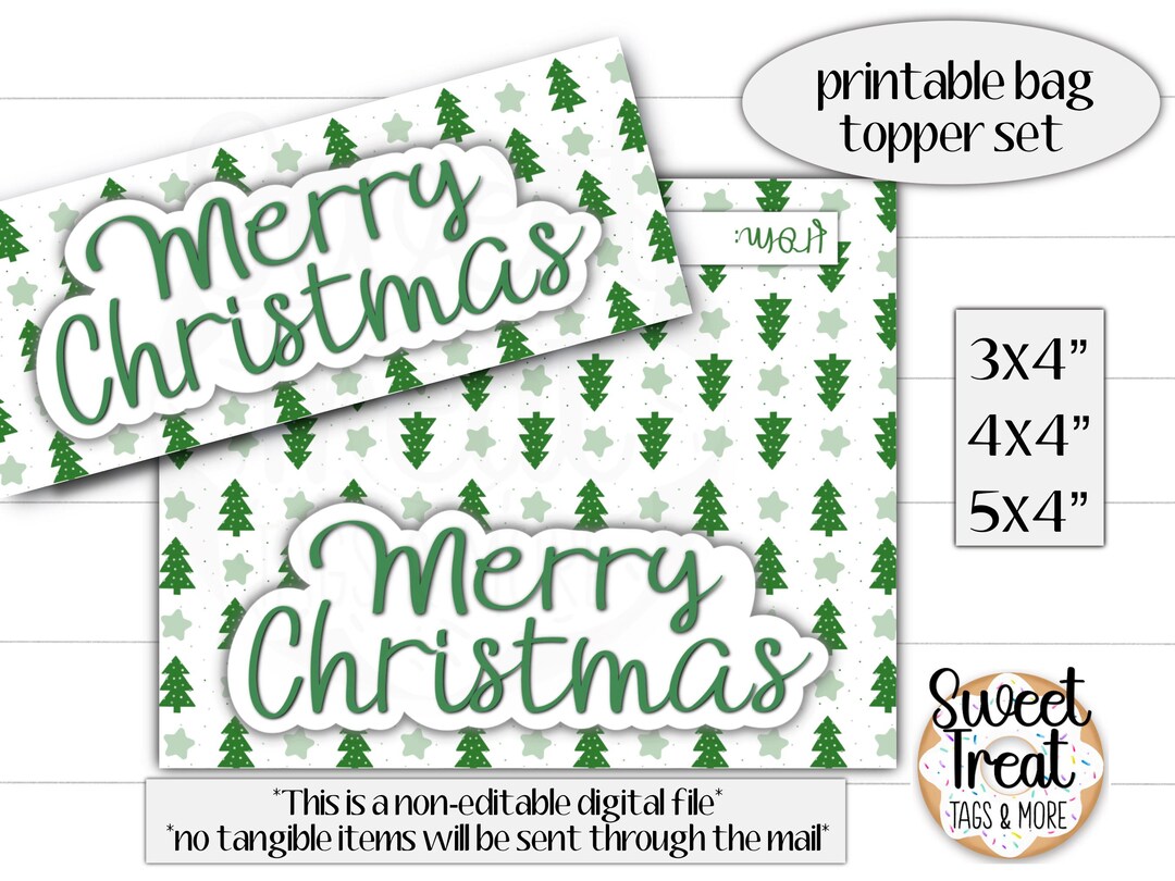 Printable Christmas Cookie Topper Christmas Treat Topper Christmas Bag ...