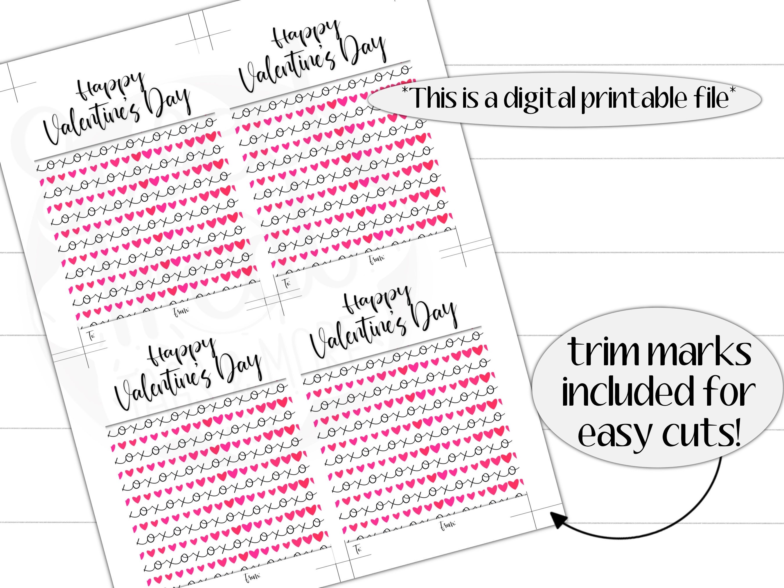 Printable Valentines Day Cookie Card Happy Valentine's Day 3.5x5 Xoxo ...