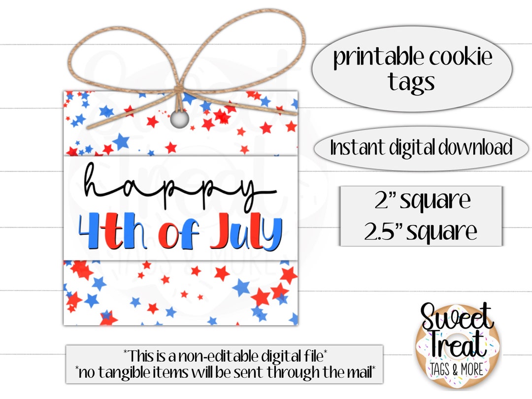 Printable 4th of July Gift Tag -2"- 2.5"- Happy 4th or July - Patriotic ...