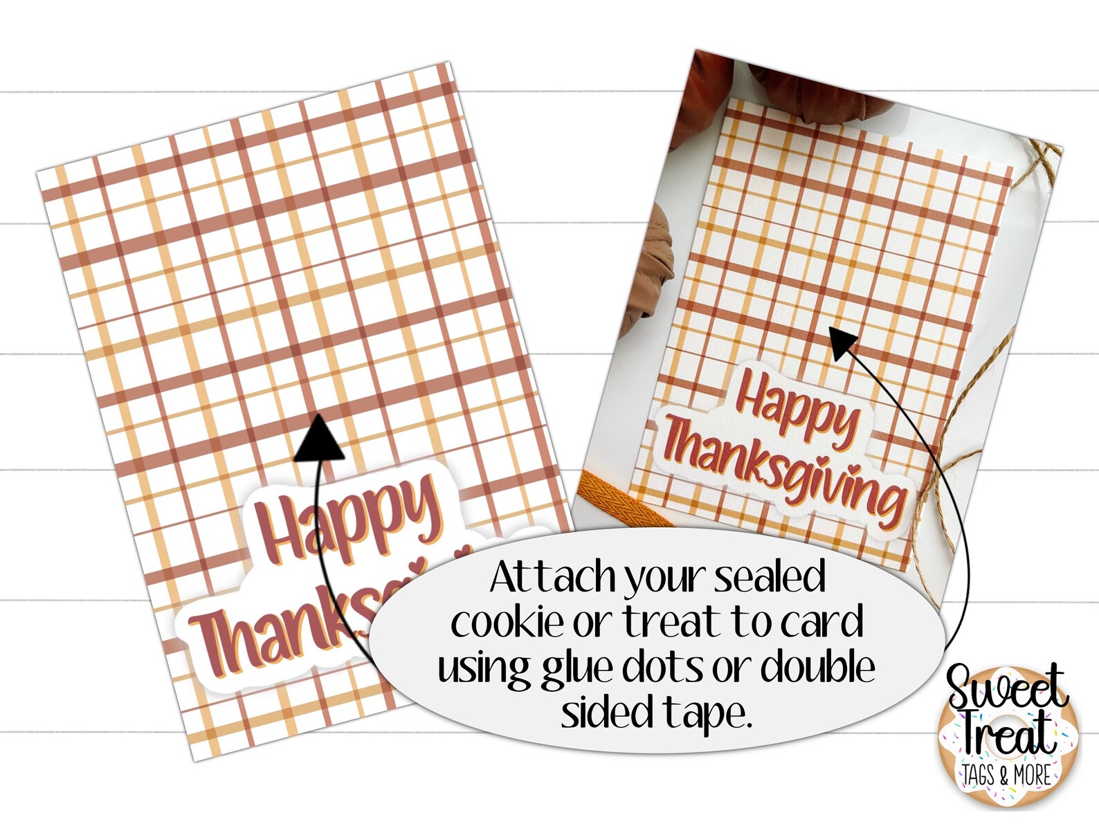 Printable Thanksgiving Cookie Card Happy Thanksgiving Plaid - Etsy
