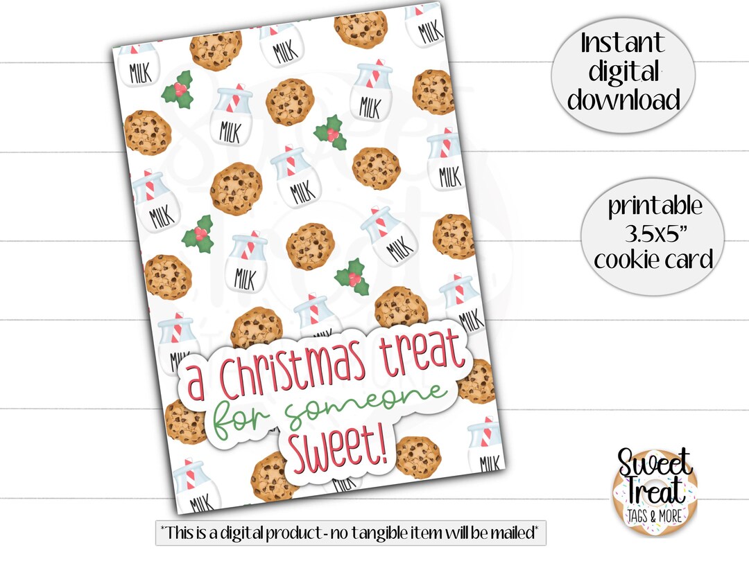 Printable Christmas Cookie Card - Christmas Treat for Someone Sweet ...