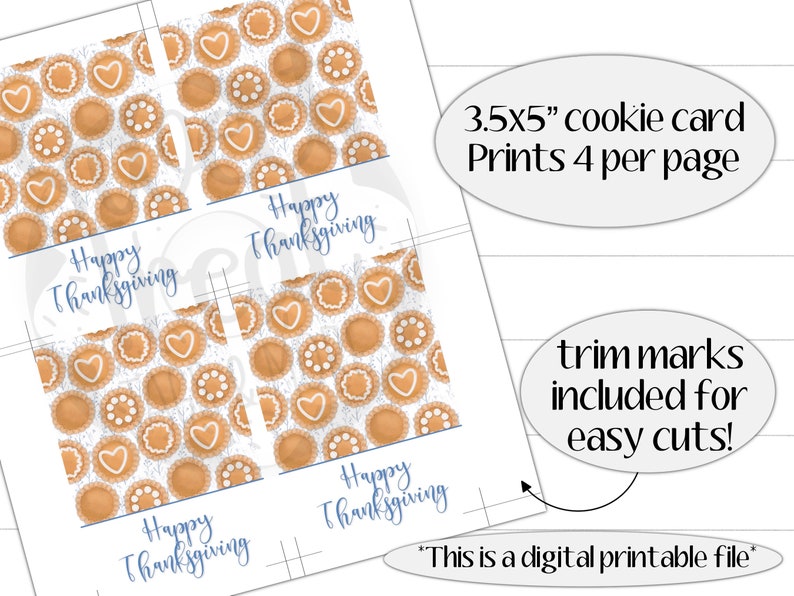 Printable Thanksgiving Cookie Card - Happy Thanksgiving Pumpkin Pie ...