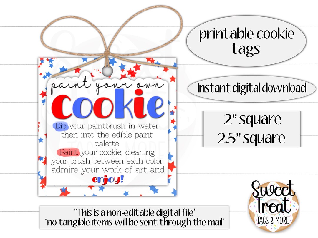 Printable Patriotic PYO Cookie Tag Set -2"- 2.5"- 4th of July PYO ...