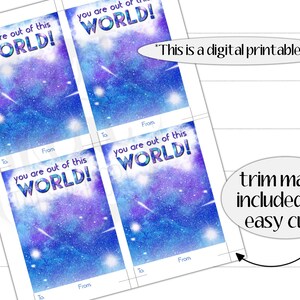 Printable Valentines Day Cookie Card - You Are Out of This World! - 3 ...