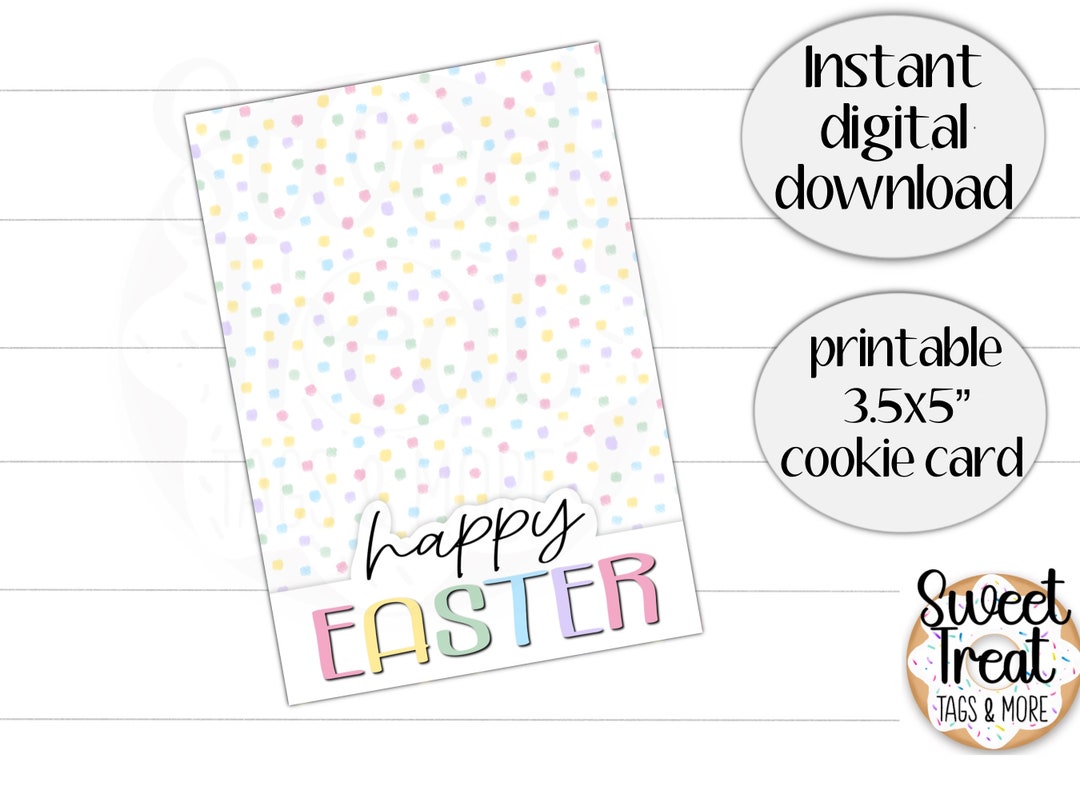 Printable Easter Cookie Card - Happy Easter - 3.5x5" Pastel Confetti ...