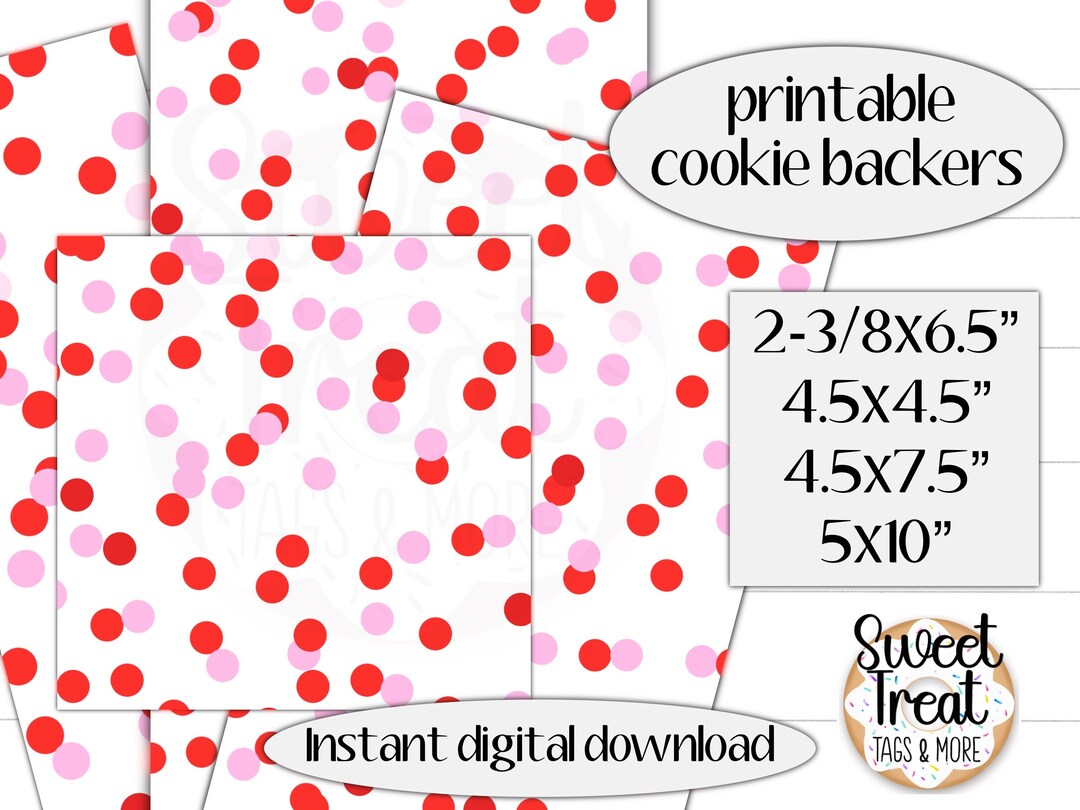 Printable Valentines Day Cookie Backer Set Happy Valentine's Day Red ...