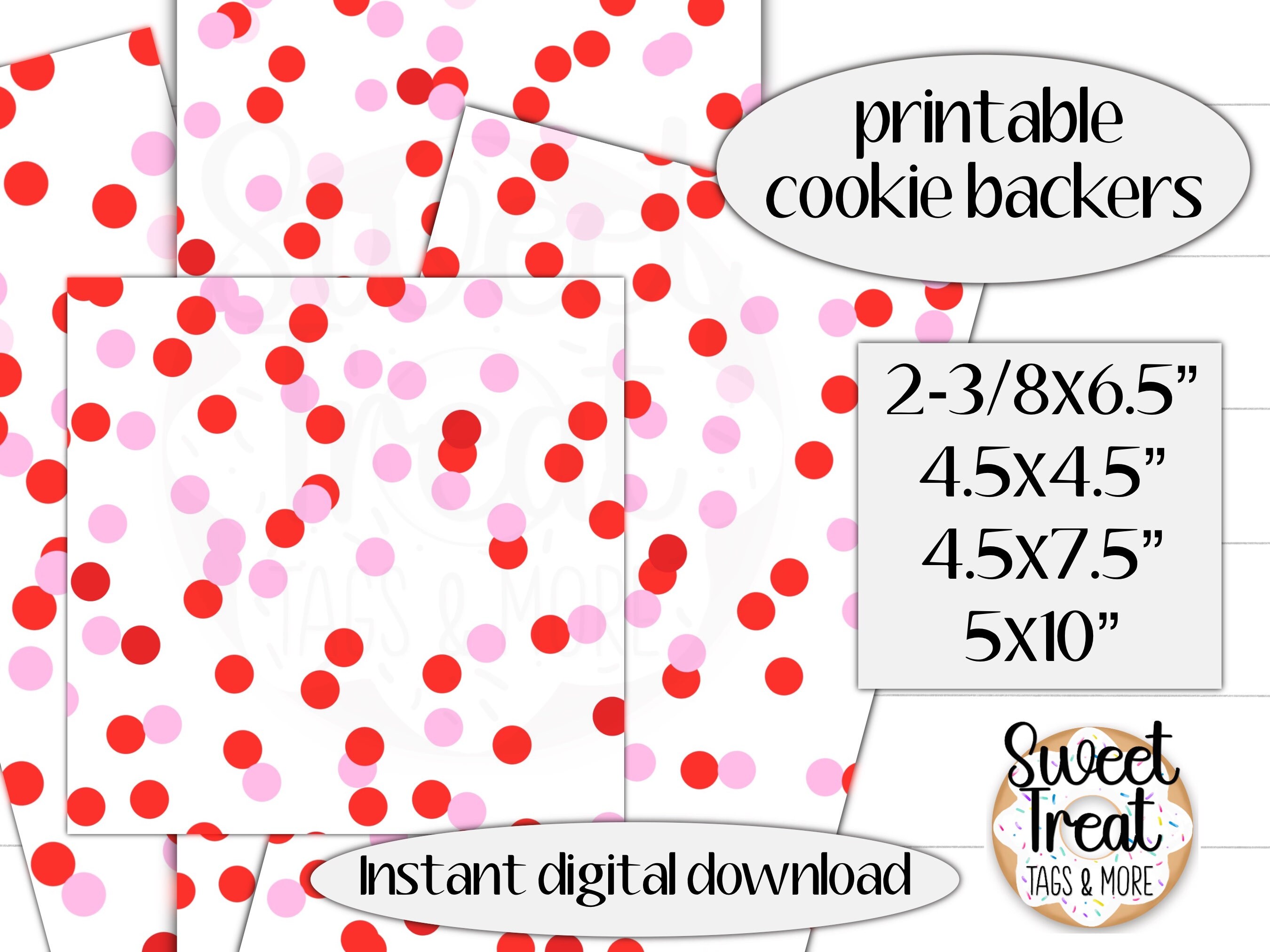 Printable Valentines Day Cookie Backer Set Happy Valentine's Day Red ...